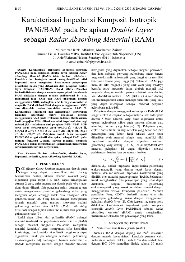 (PDF) Karakterisasi Impedansi Komposit Isotropik Pani/Bam pada ...