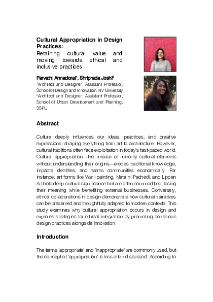 (PDF) Cultural Appropriation in Design Practices: Retaining cultural ...