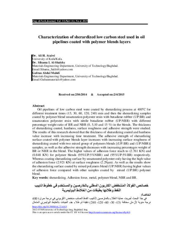 (PDF) Characterization of Sherardized Low Carbon Steel Used in Oil ...