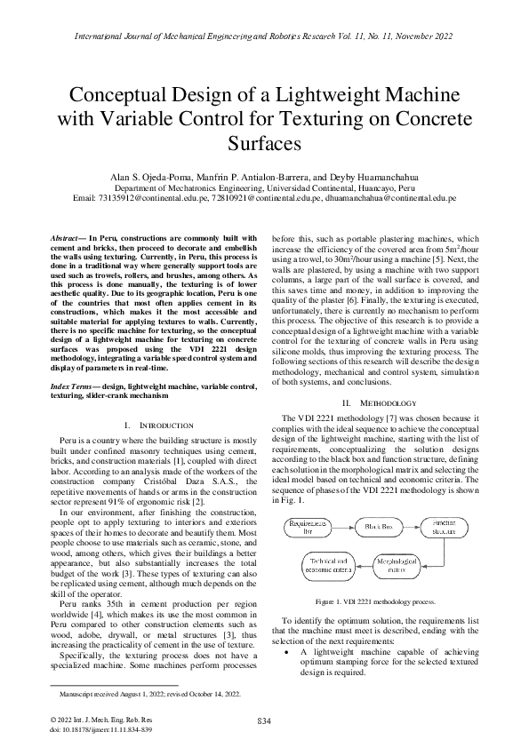 (PDF) Conceptual Design of a Lightweight Machine with Variable Control for Texturing on Concrete ...