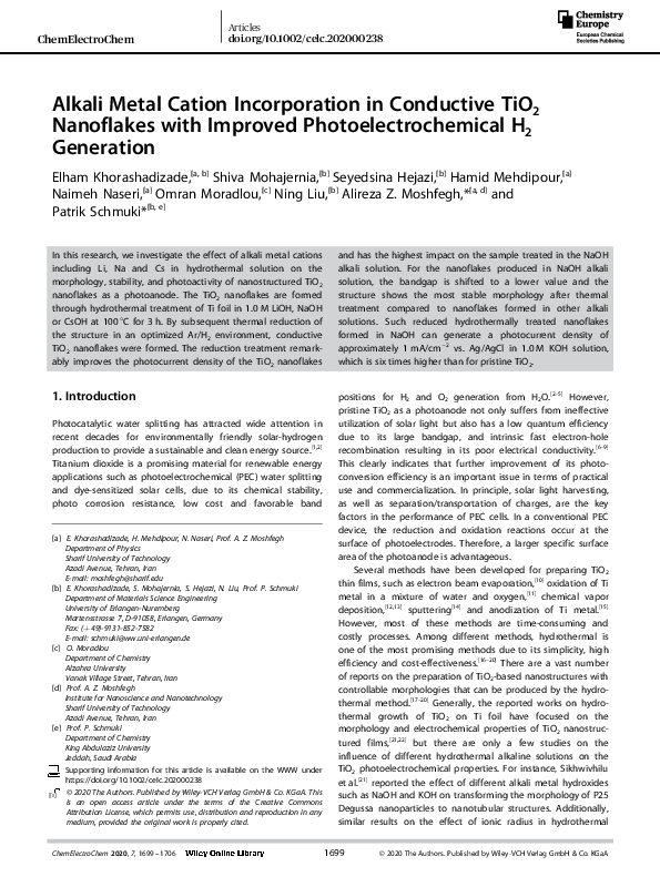 Alkali Metal Cation Incorporation in Conductive TiO2 Nanoflakes with ...