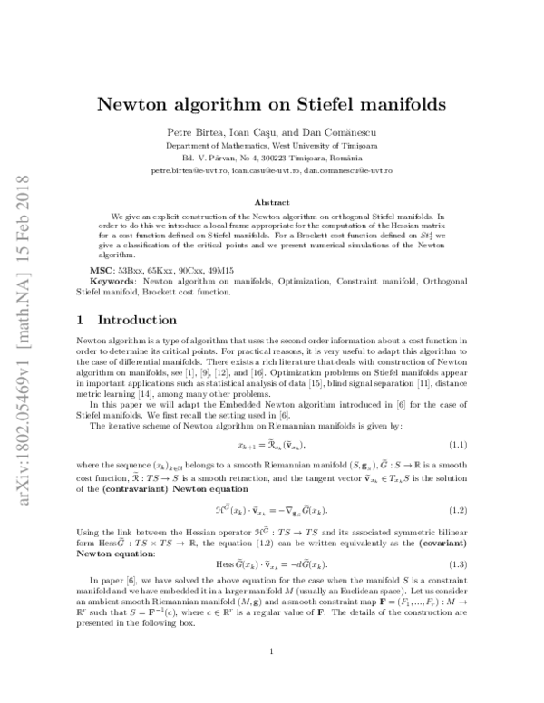 (PDF) Second order optimality on orthogonal Stiefel manifolds