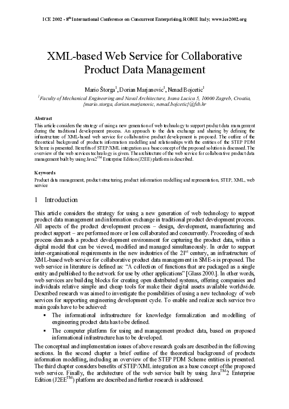 (PDF) XML-based Web Service for Collaborative Product Data Management