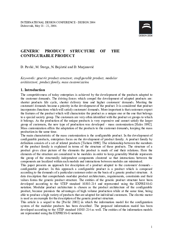 (PDF) Generic Product Structure of the Configurable Product