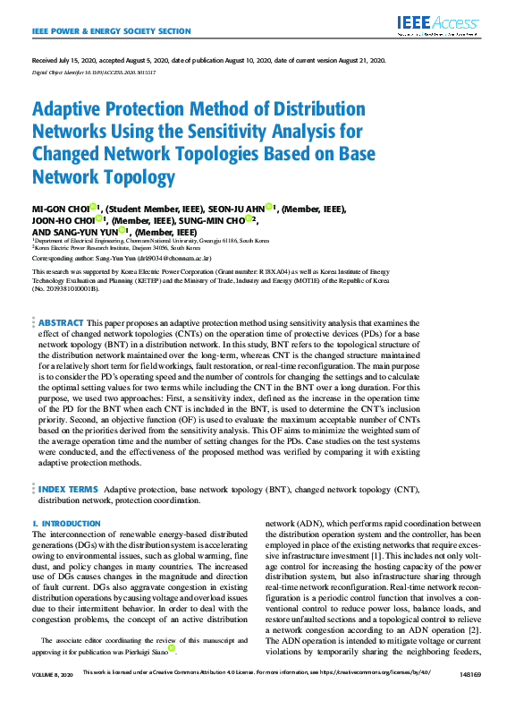 (PDF) Adaptive Protection Method of Distribution Networks Using the Sensitivity Analysis for ...