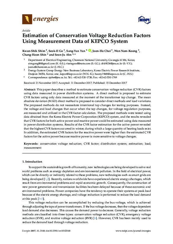 (PDF) Estimation of Conservation Voltage Reduction Factors Using ...
