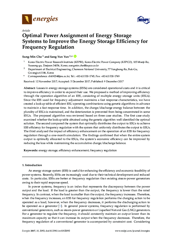 (PDF) Optimal Power Assignment of Energy Storage Systems to Improve the ...