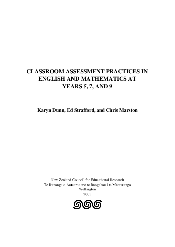 (PDF) Classroom Assessment Practices in English and Mathematics at ...