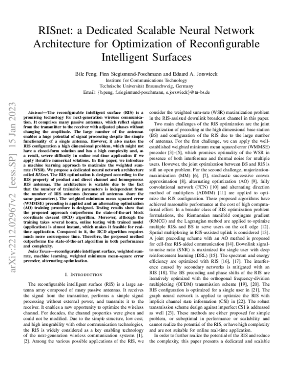 (PDF) RISnet: a Dedicated Scalable Neural Network Architecture for Optimization of ...