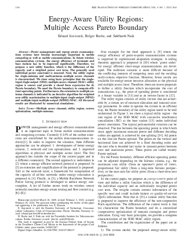 (PDF) Energy-Aware Utility Regions: Multiple Access Pareto Boundary