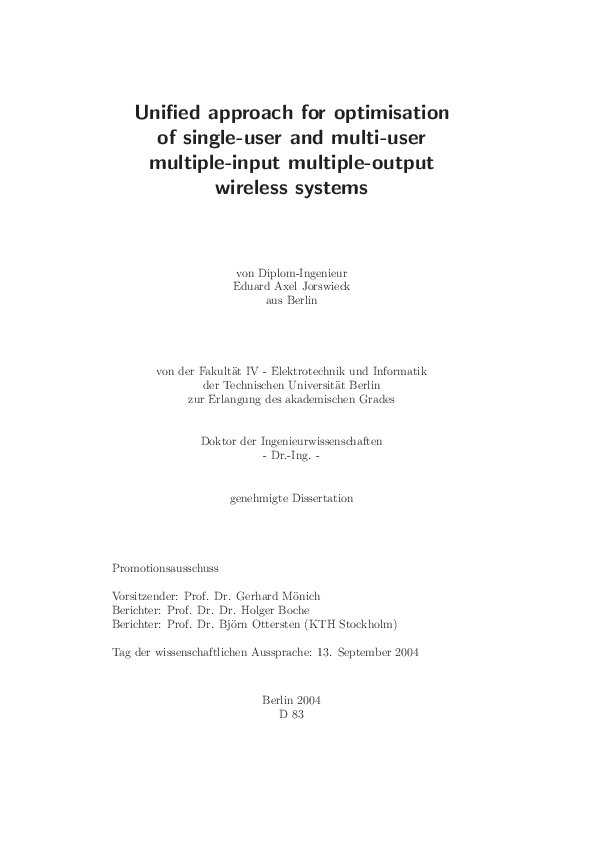 (PDF) Unified approach for optimisation of single-user and multi-user ...