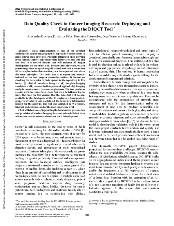 (PDF) Data Quality Check in Cancer Imaging Research: Deploying and ...