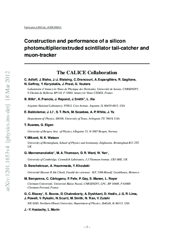 (PDF) Construction and performance of a silicon photomultiplier/extruded scintillator tail ...
