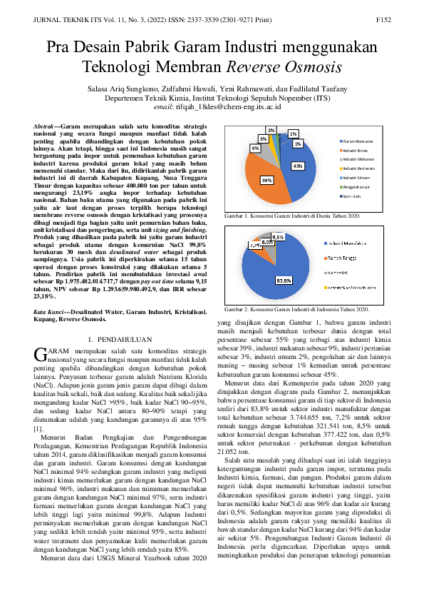 (PDF) Pra Desain Pabrik Garam Industri menggunakan Teknologi Membran Reverse Osmosis