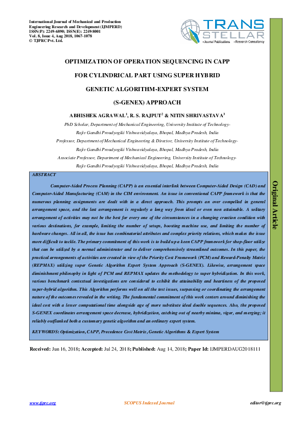 (PDF) Optimization of Operation Sequencing in CAPP for Cylindrical Part Using Super Hybrid ...