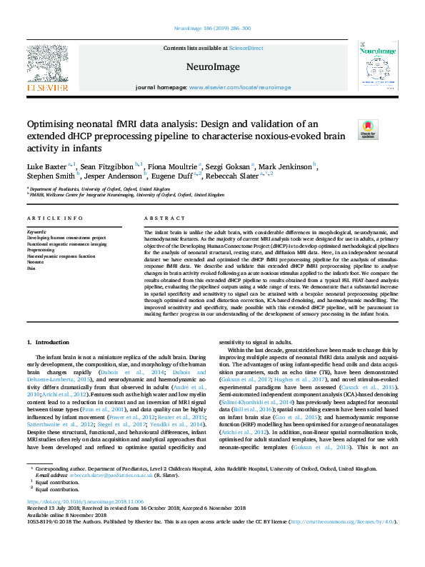 (PDF) Optimising neonatal fMRI data analysis: Design and validation of an extended dHCP ...