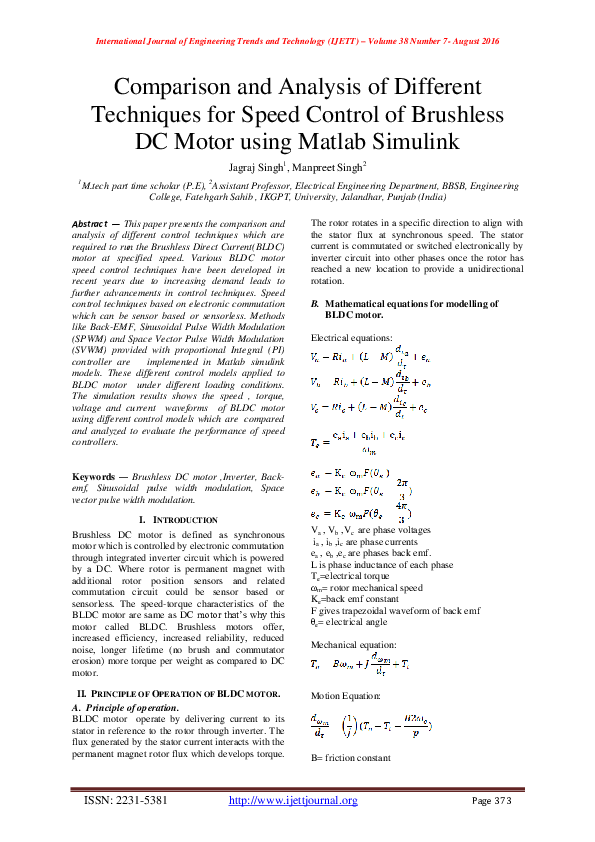 (PDF) Comparison and Analysis of Different Techniques for Speed Control ...