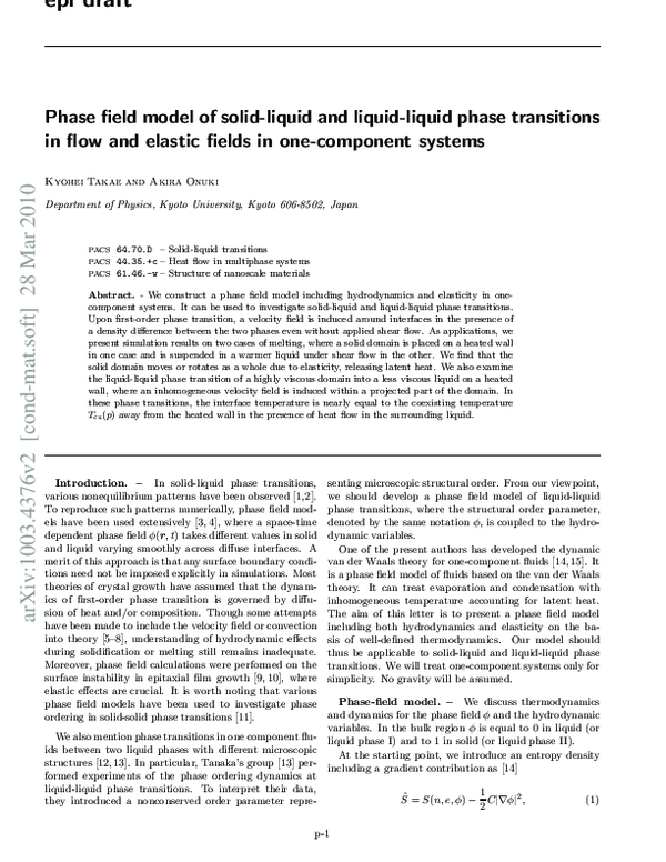 (PDF) Phase field model of solid-liquid and liquid-liquid phase ...
