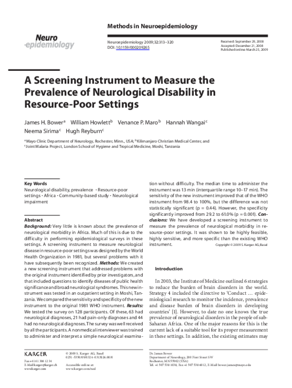 (PDF) A Screening Instrument to Measure the Prevalence of Neurological ...