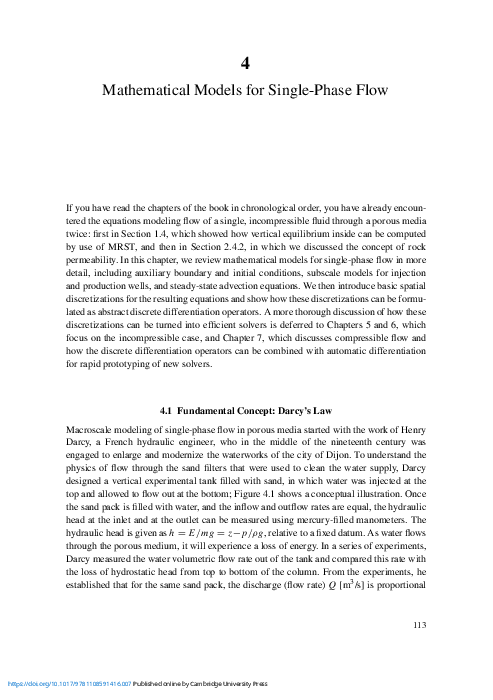(PDF) Mathematical Models for Single-Phase Flow