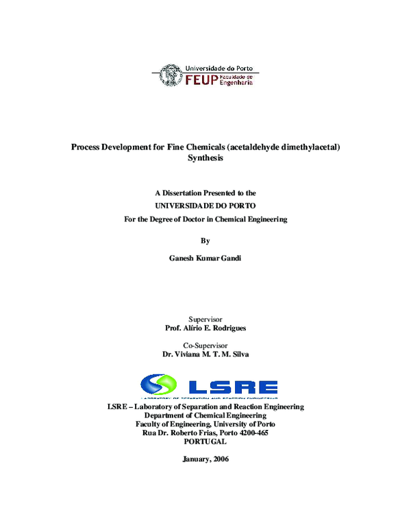 (PDF) Process development for fine chemicals (Acetaldehyde ...