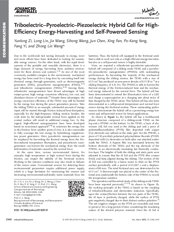 (PDF) Triboelectric-Pyroelectric-Piezoelectric Hybrid Cell for High ...