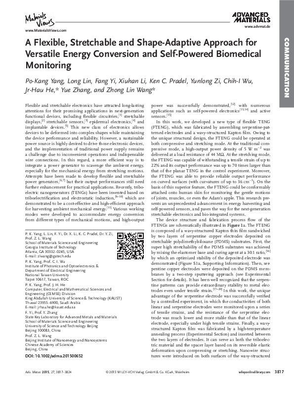 (PDF) A Flexible, Stretchable and Shape‐Adaptive Approach for Versatile ...