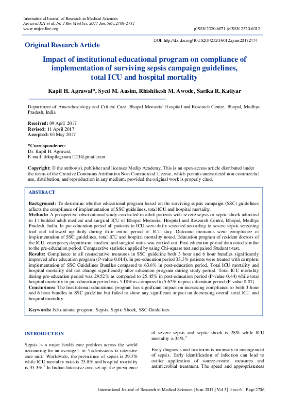 Impact of institutional educational program on compliance of ...