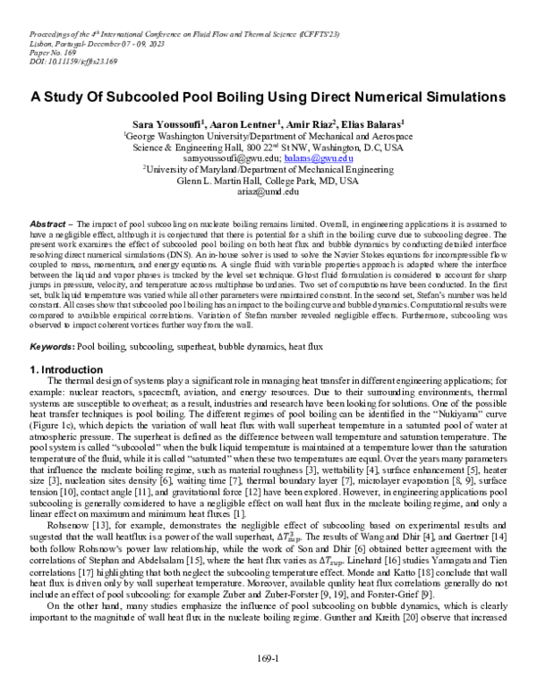 (PDF) A Study Of Subcooled Pool Boiling Using Direct Numerical Simulations