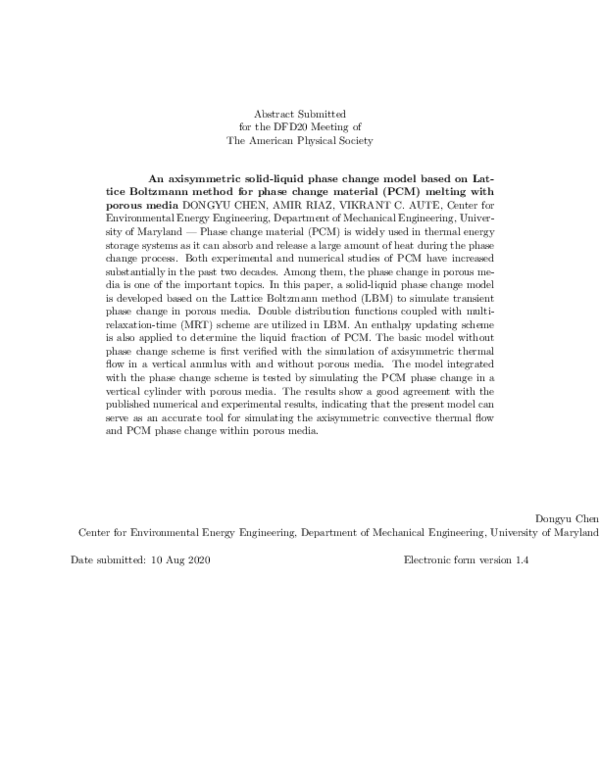(PDF) An axisymmetric solid-liquid phase change model based on Lattice Boltzmann method for ...