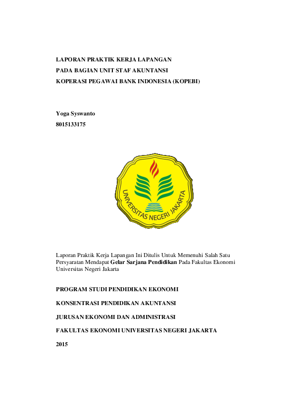 (PDF) Laporan Praktik Kerja Lapangan Pada Bagian Unit Staf Akuntansi Koperasi Pegawai Bank ...