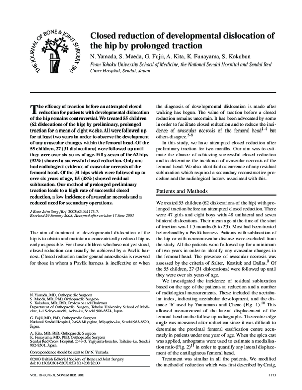 (PDF) Closed reduction of developmental dislocation of the hip by ...