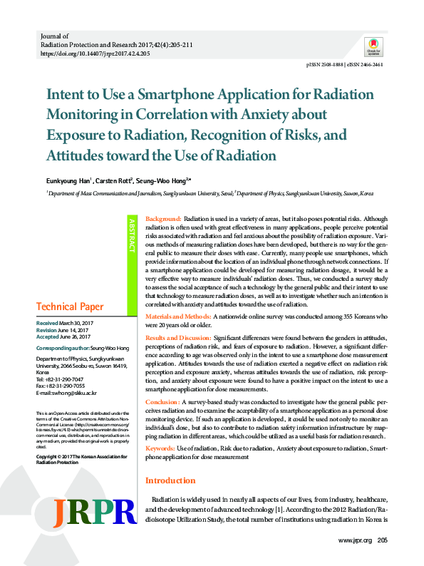 (PDF) Intent to Use a Smartphone Application for Radiation Monitoring ...