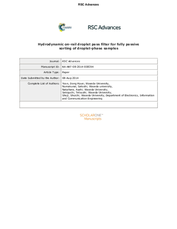 (PDF) Hydrodynamic on-rail droplet pass filter for fully passive ...