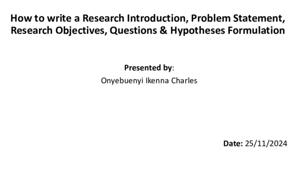 (PDF) How to write a Research Introduction, Problem Statement, Research ...