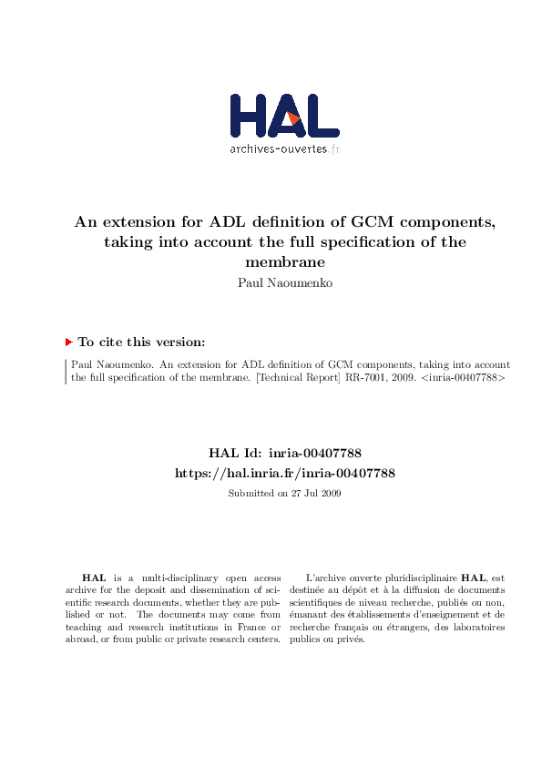 (PDF) An extension for ADL definition of GCM components, taking into ...