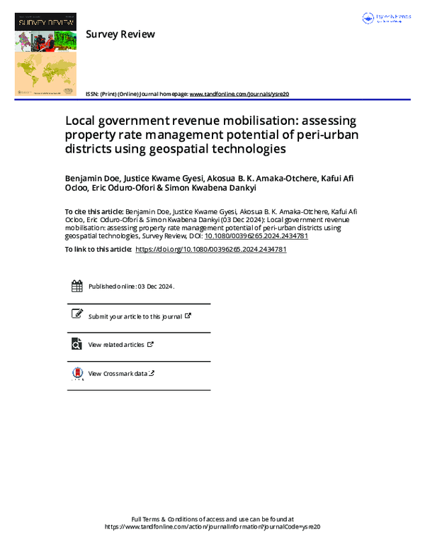 (PDF) Local government revenue mobilisation: assessing property rate ...