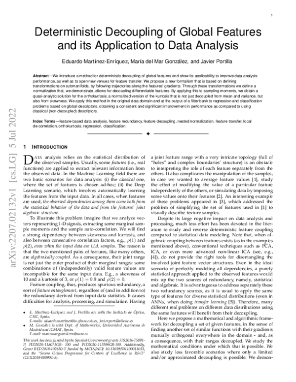 (PDF) Deterministic Decoupling of Global Features and its Application to Data Analysis