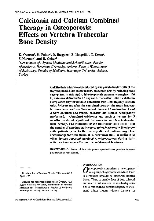 (PDF) Calcitonin and Calcium Combined Therapy in Osteoporosis: Effects on Vertebra Trabecular ...