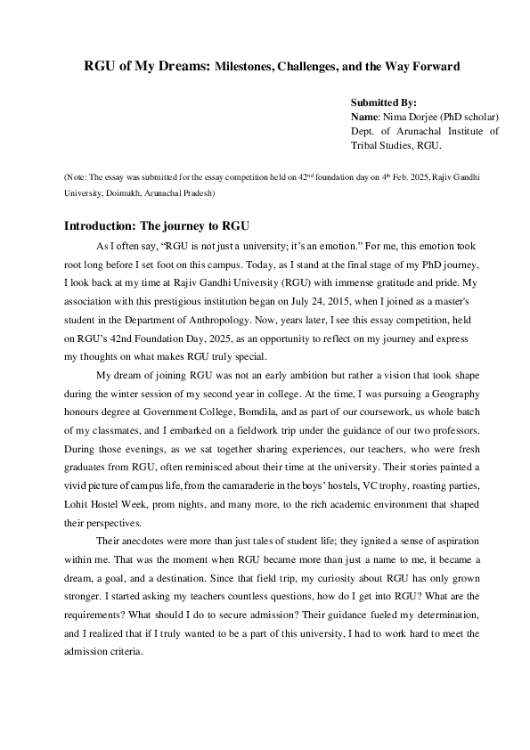 (PDF) RGU of My Dreams: Milestones, Challenges, and the Way Forward