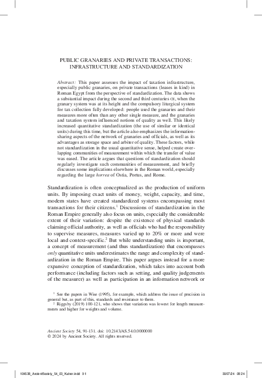 (PDF) Public Granaries and Private Transactions: Infrastructure and ...