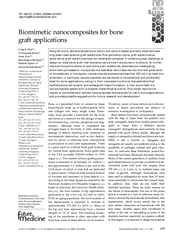 (PDF) Biomimetic nanocomposites for bone graft applications