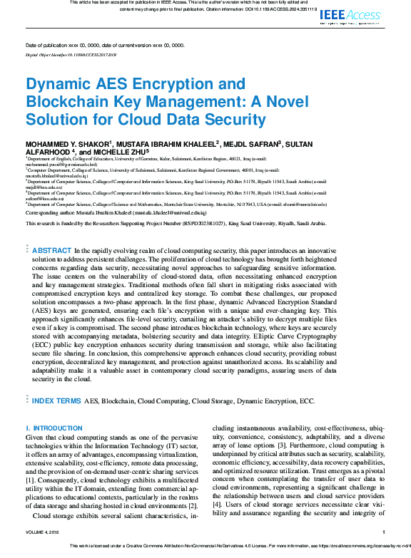 (PDF) Dynamic AES Encryption and Blockchain Key Management: A Novel ...