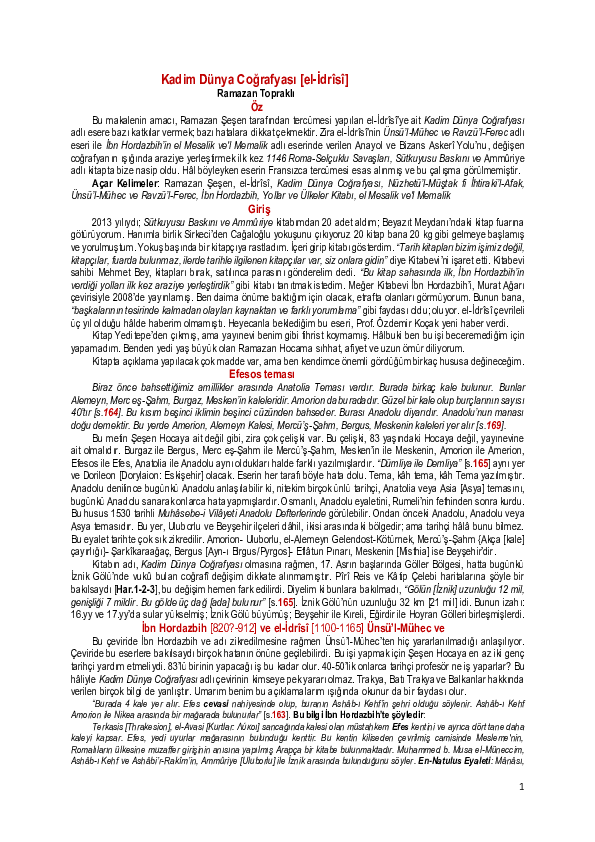 (PDF) Kadim Dünya Coğrafyası [el-İdrîsî]