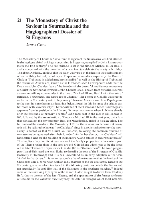 (PDF) The Monastery of Christ the Saviour in Sourmaina and the ...