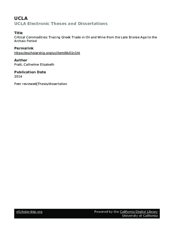 (PDF) Critical Commodities: Tracing Greek Trade in Oil and Wine from ...