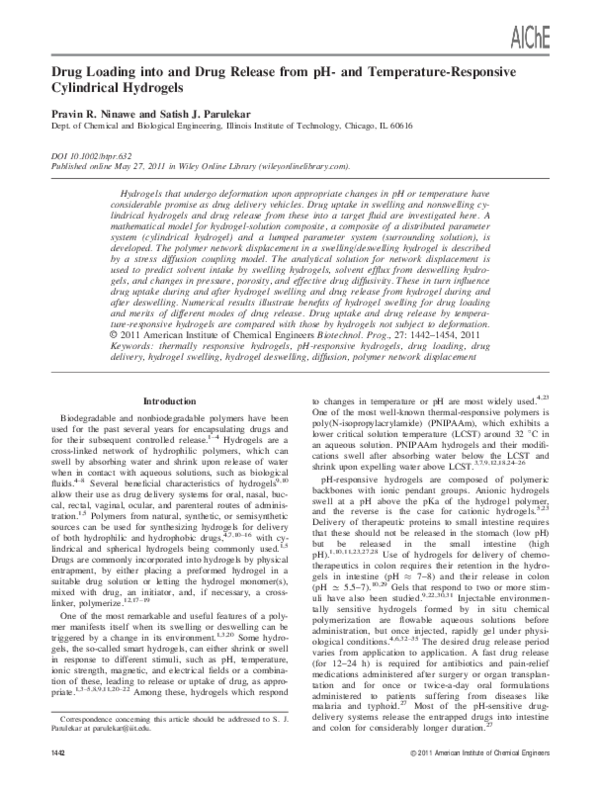 (PDF) Drug loading into and drug release from pH- and temperature ...