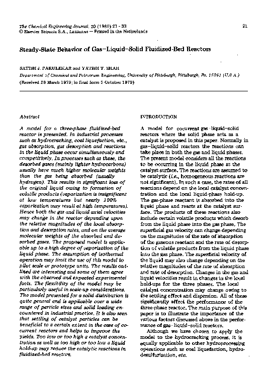 (PDF) Steady-state behavior of gas—liquid—solid fluidized-bed reactors