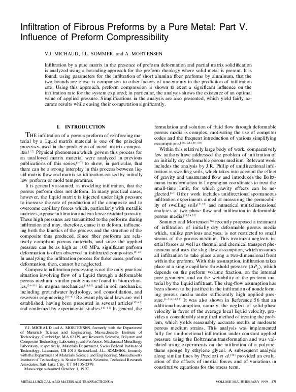 (PDF) Infiltration of fibrous preforms by a pure metal: Part V ...