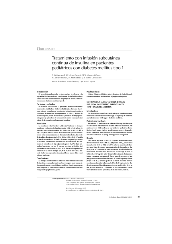 Tratamiento con infusión subcutánea continua de insulina en pacientes ...